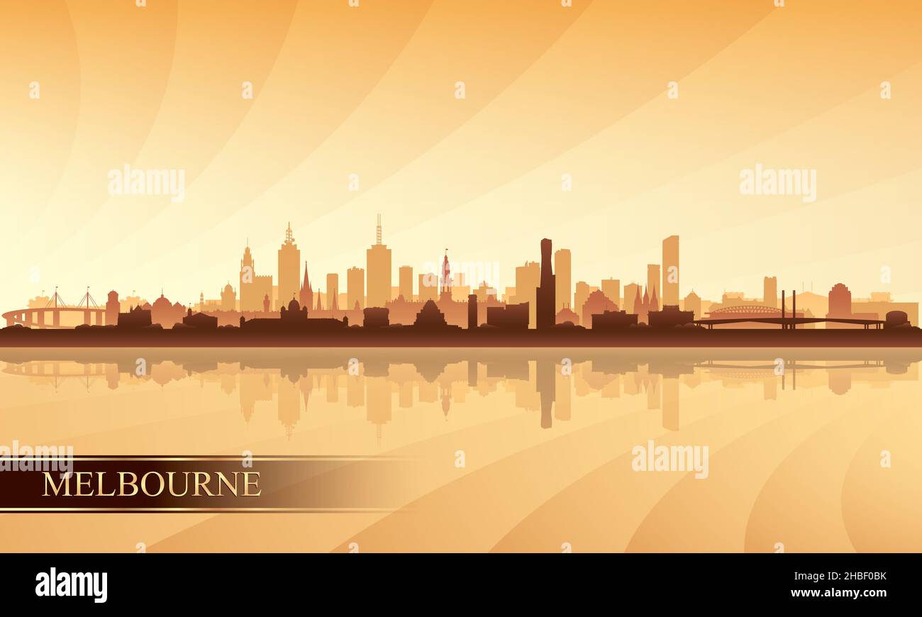 Melbourne city skyline silhouette background, vector illustration Stock ...