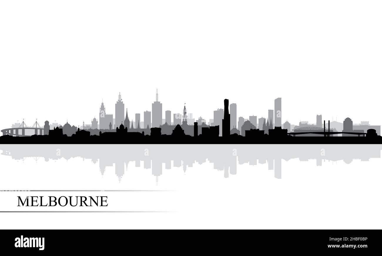 Melbourne city skyline silhouette background, vector illustration Stock ...