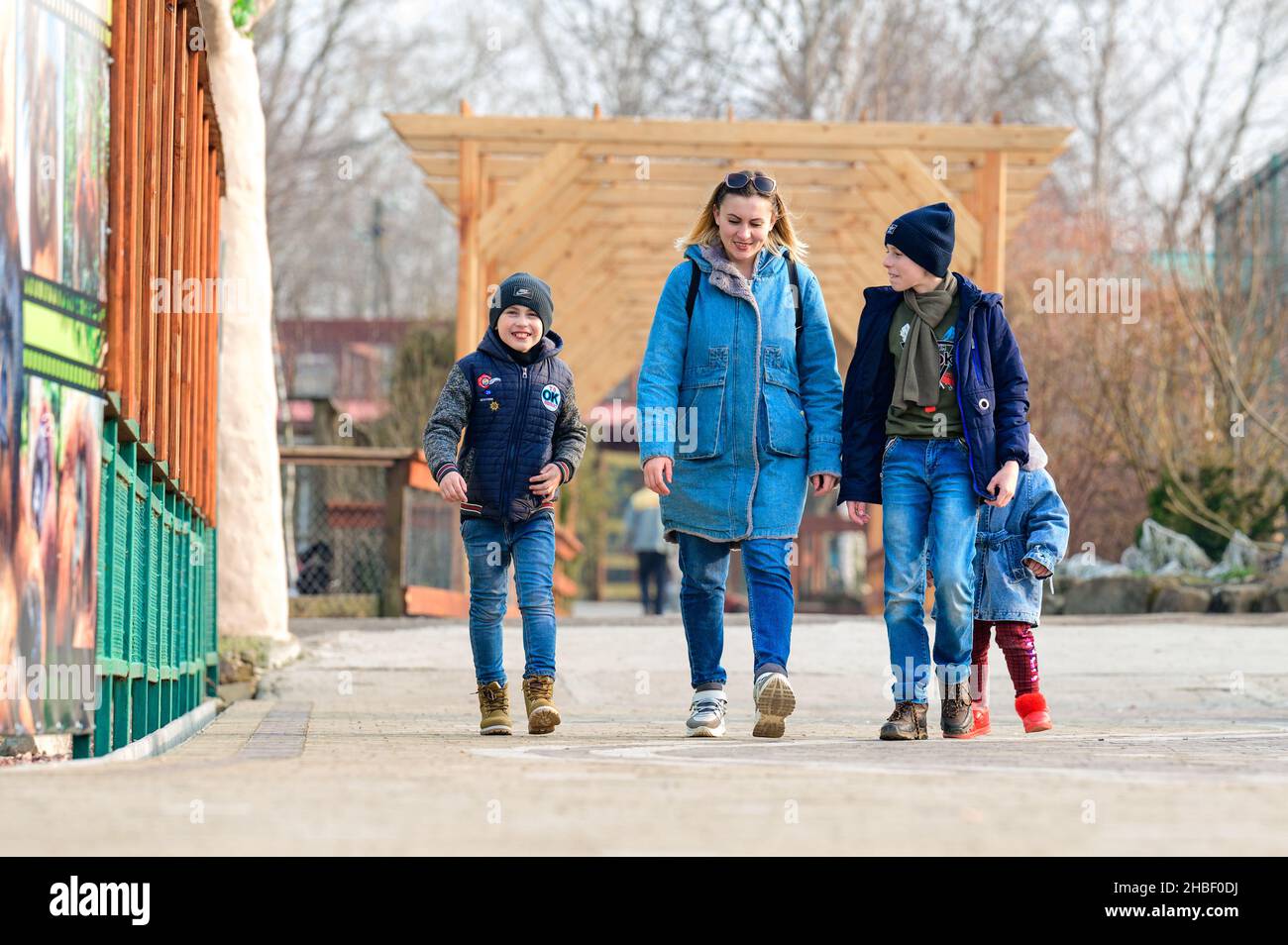 Lviv, Ukraine August 27, 2021: Family walk through the zoo, zoos of ...