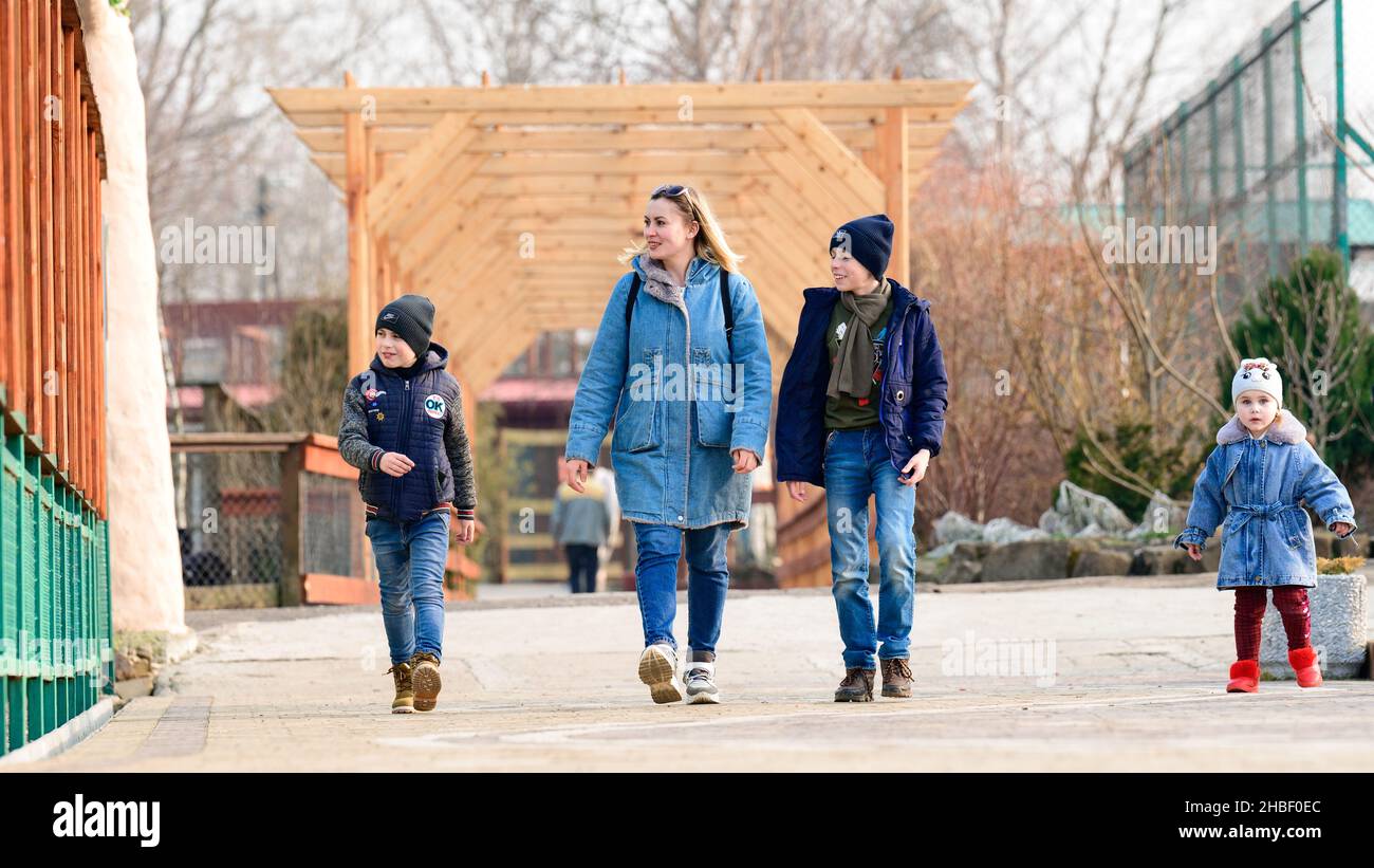 Lviv, Ukraine August 27, 2021: Family walk through the zoo, zoos of ...
