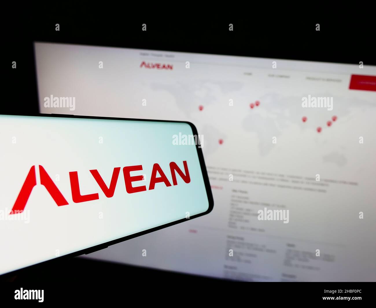 Cellphone with logo of sugar trading company Alvean Sugar S.L. on ...