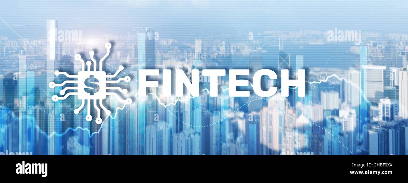 Financial technology concept. Fintech on modern citybackground Stock ...