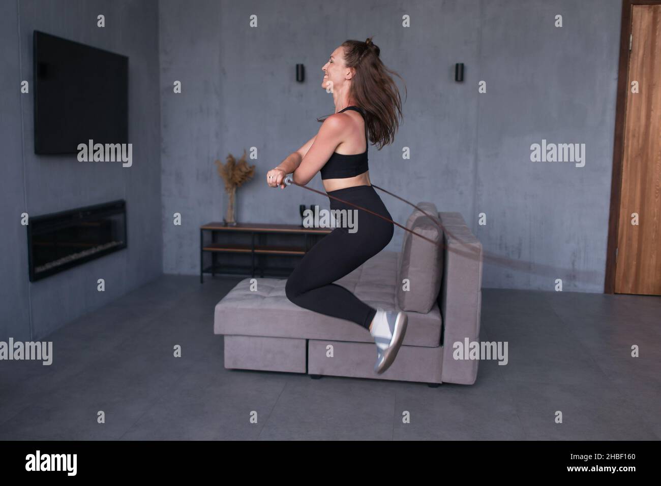 Doing some skipping hi-res stock photography and images - Alamy
