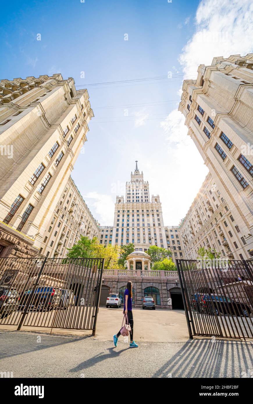 Stalinist architecture landmark Moscow- Krasnye vorota highrise ...