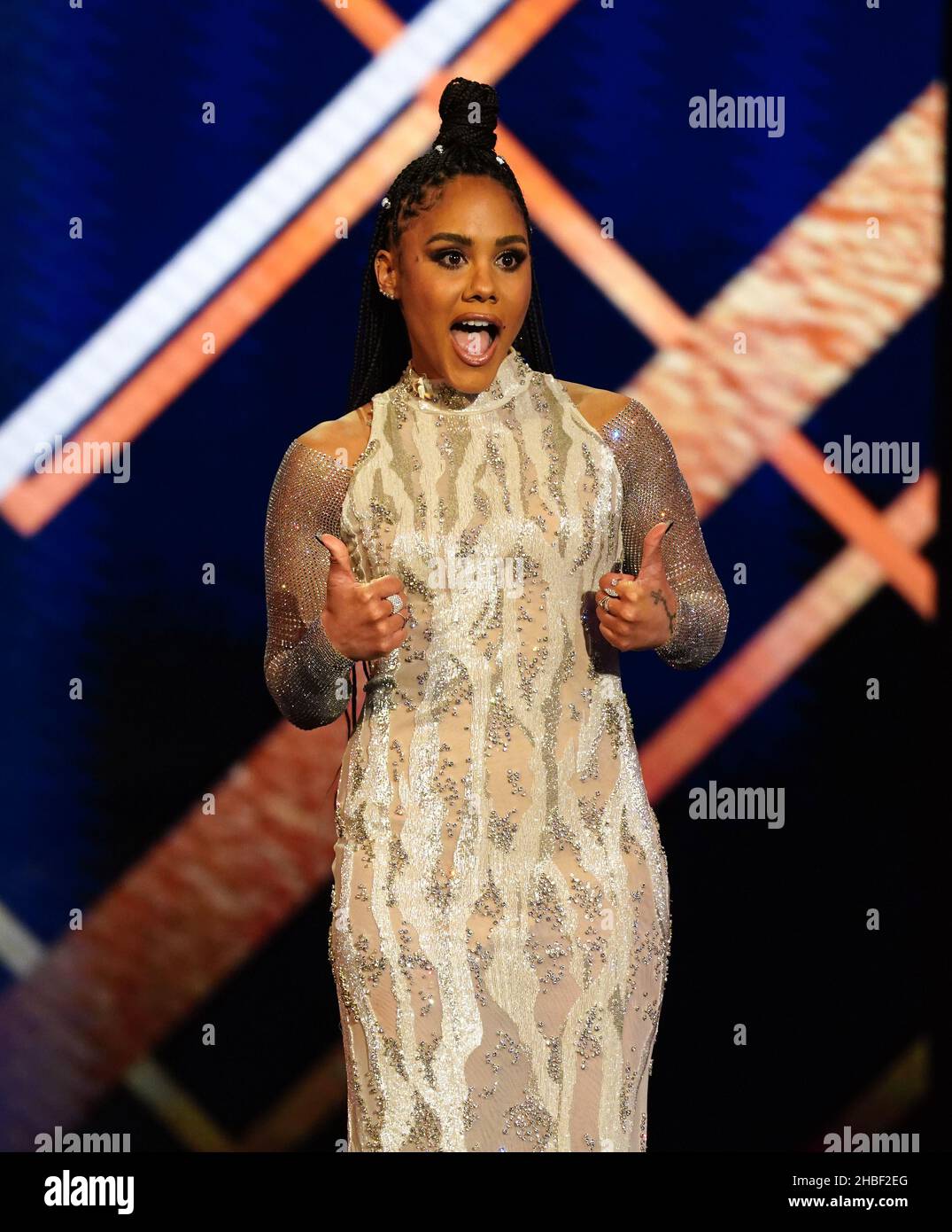 Presenter Alex Scott on stage during the BBC Sports Personality of the ...