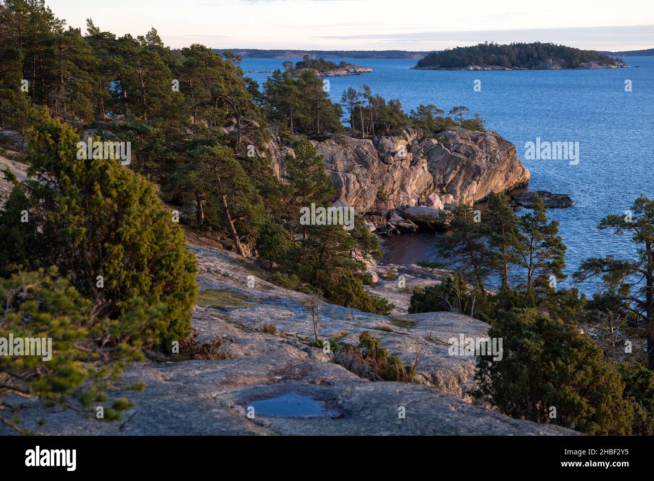 Beautiful natural Scandinavian landscape. Rocky shore at the Baltic sea ...
