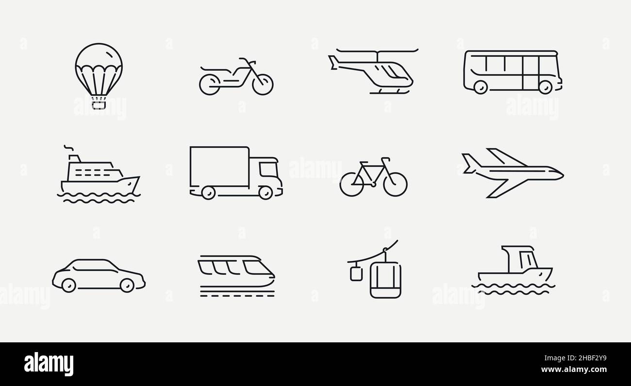 Transport icons set in linear style. Transportation symbol Stock Vector ...