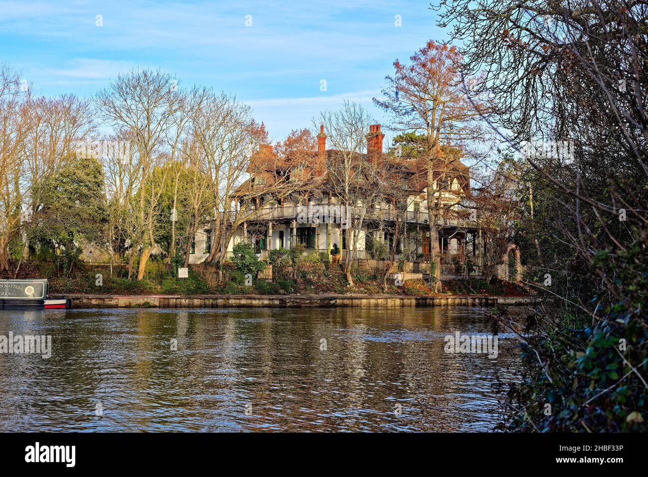 The crumbling mansion on the D'Oyly Carte eyot or island on the River ...