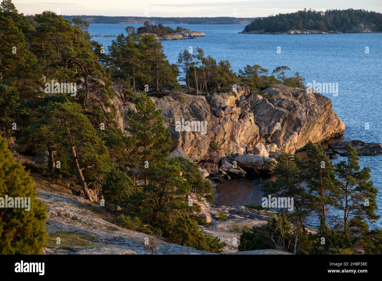 Beautiful natural Scandinavian landscape. Rocky shore at the Baltic sea ...
