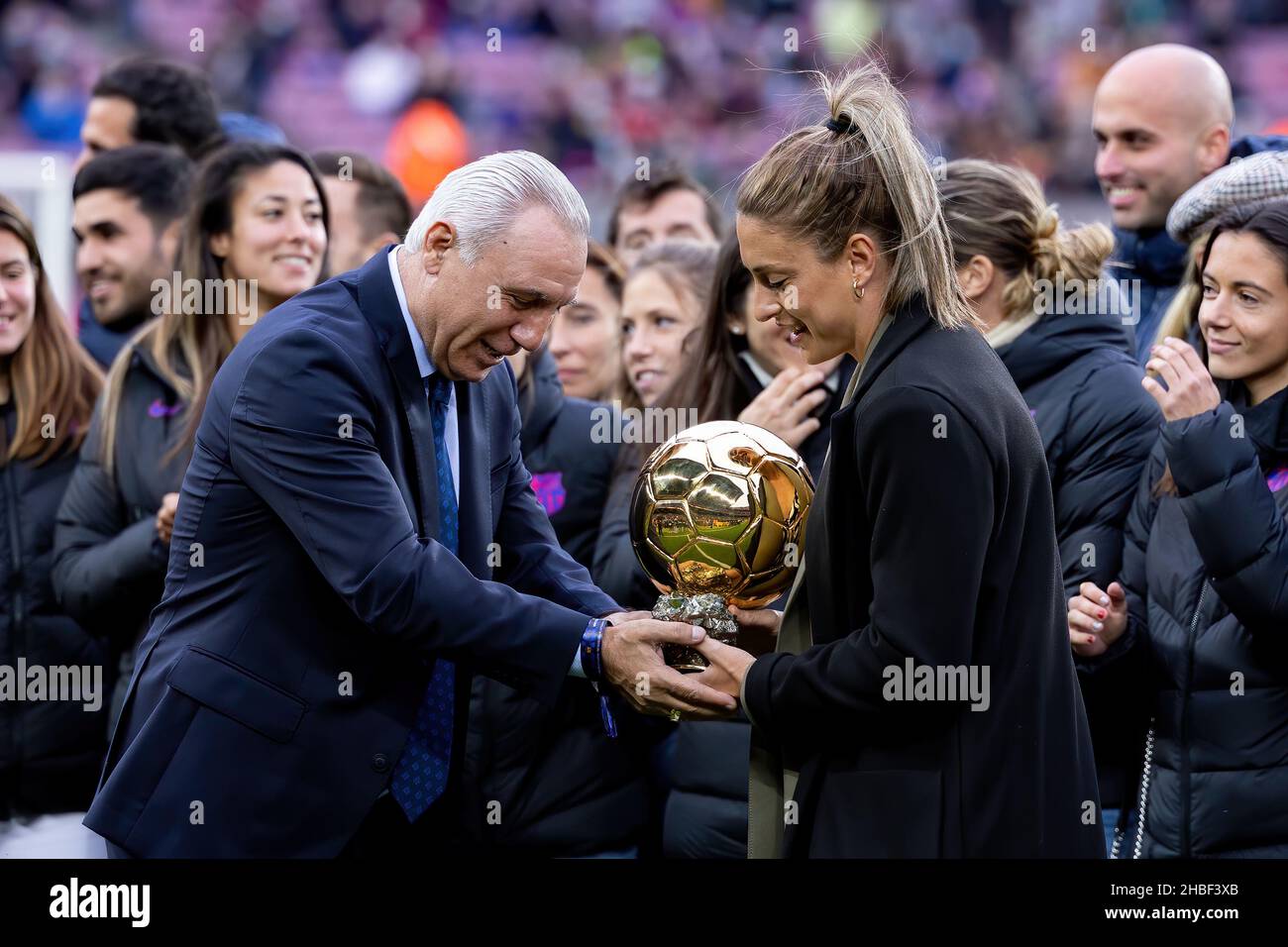 BARCELONA - DEC 4: Legend player Hristo Stoichkov gives the Ballon d'Or ...