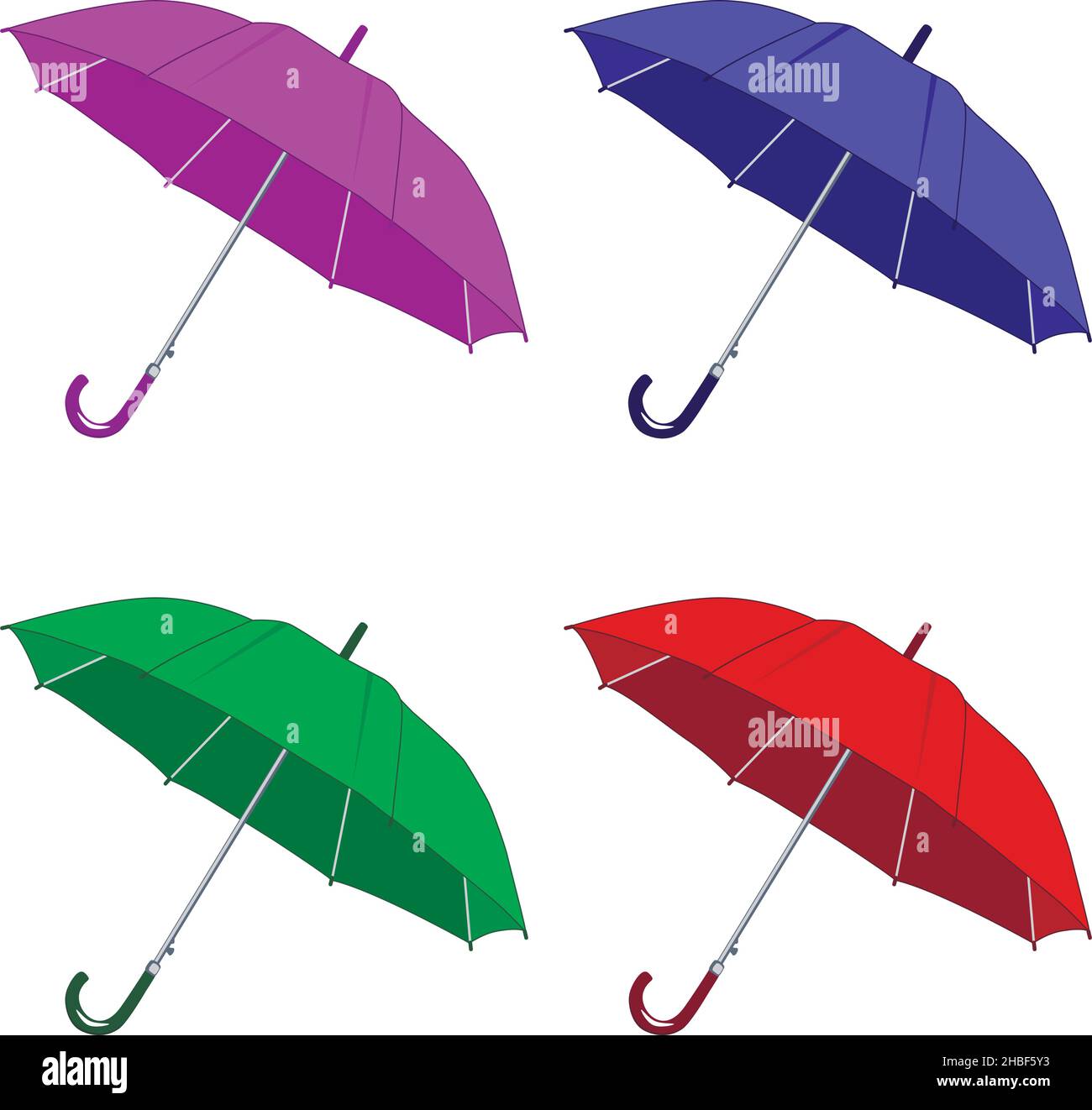 Colored umbrellas isolated on white background Stock Vector Image & Art ...