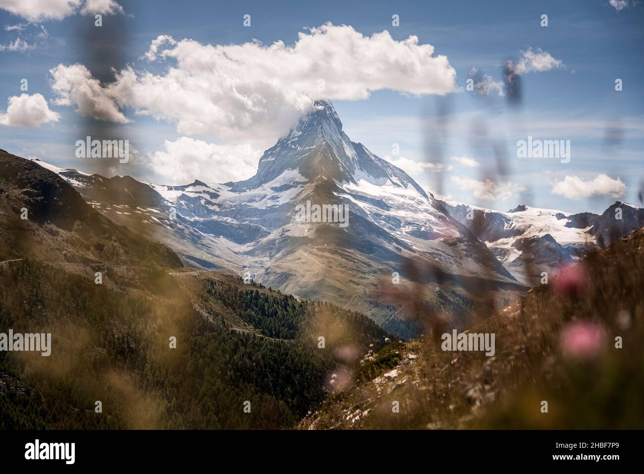 Swiss mountain Matterhorn- monumental rock formations in the Alps Stock ...