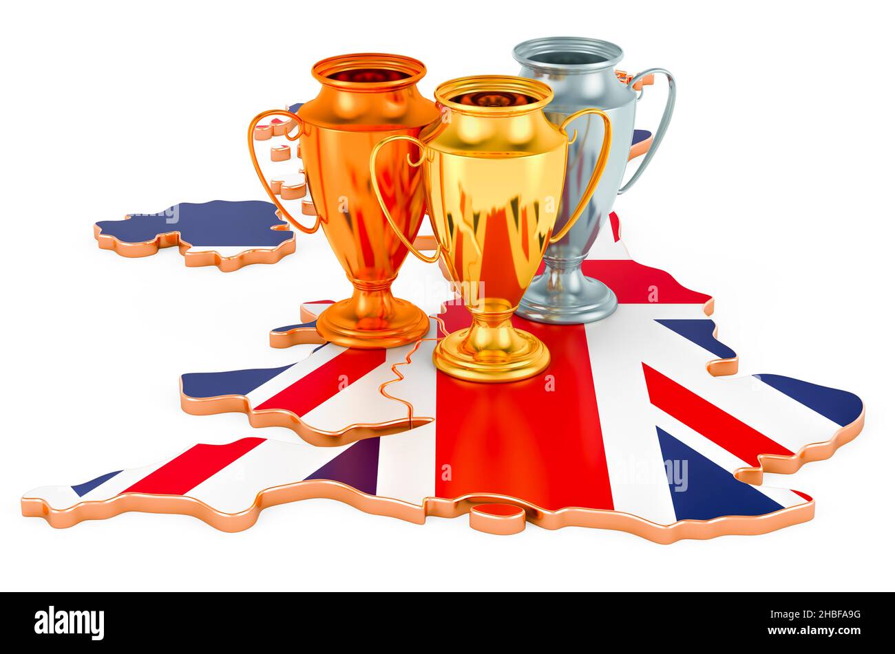 Trophy Cups on British map. Sport Tournaments in the Great Britain ...