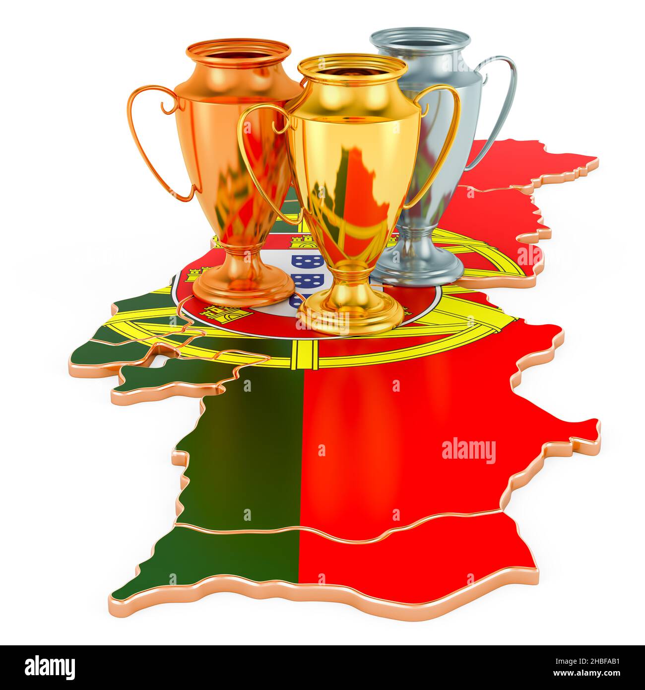 Trophy Cups on Portuguese map. Sport Tournaments in Portugal, concept ...