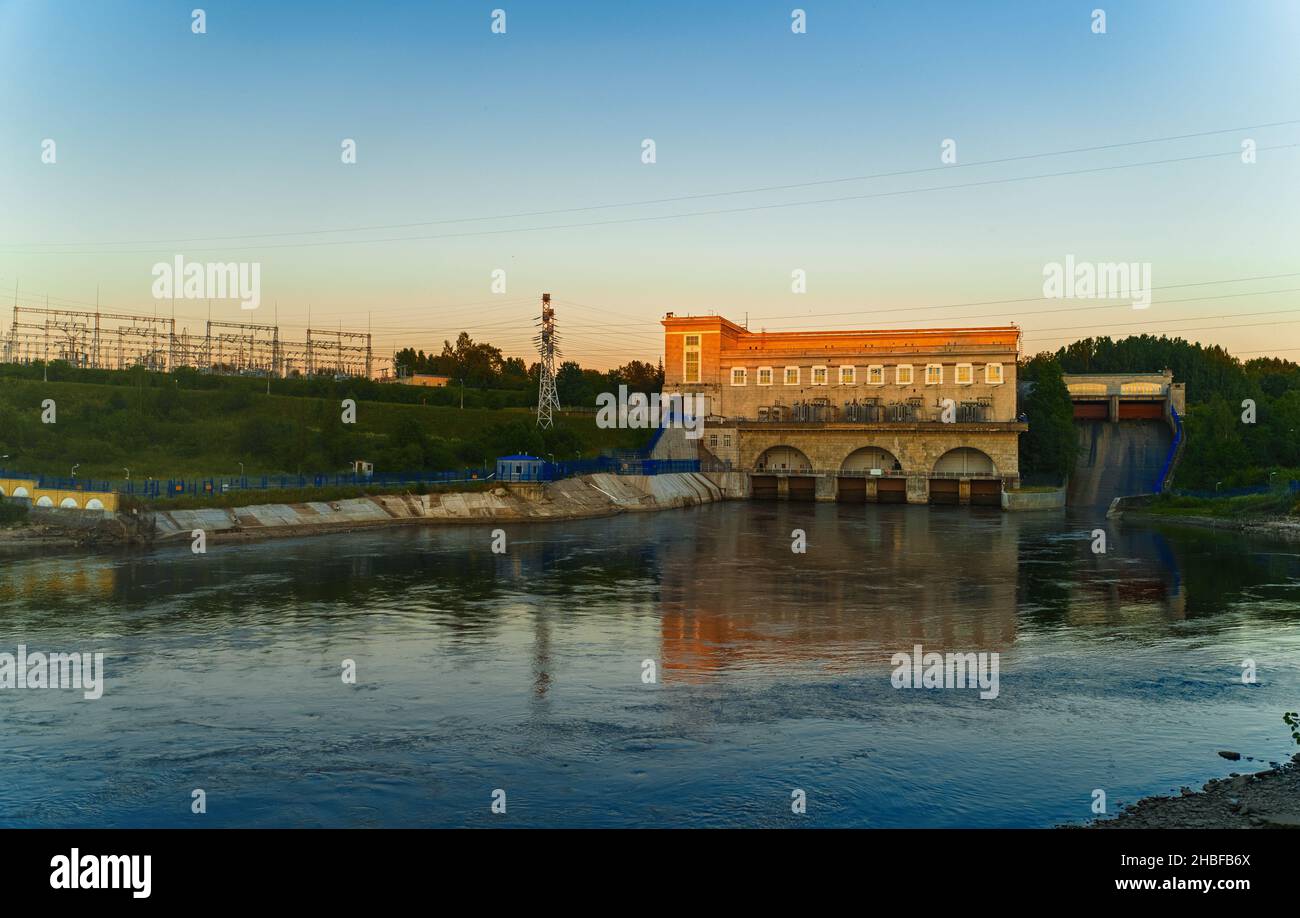 Narva Hydroelectric Station on the Narva River in Russia Stock Photo ...