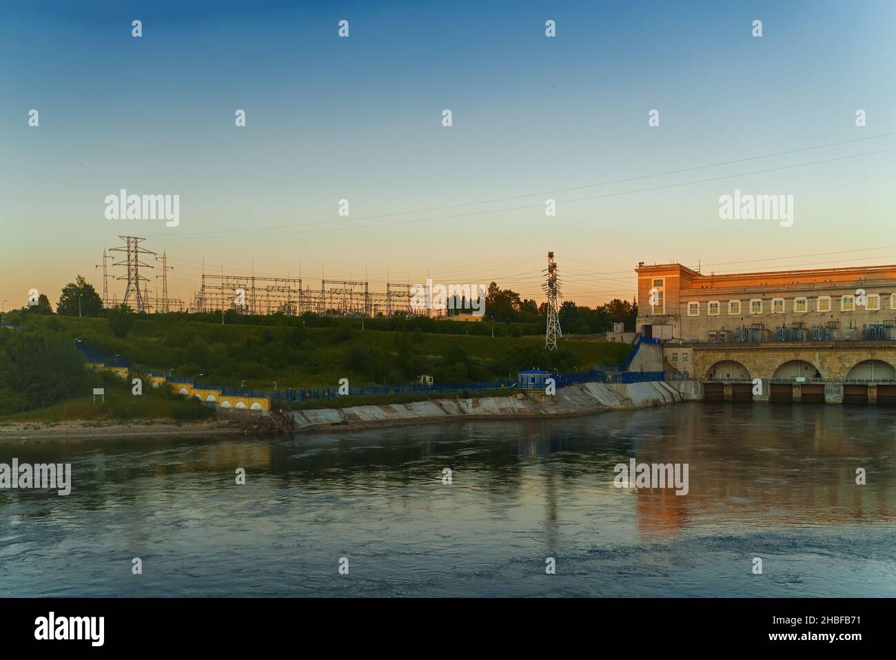 Narva Hydroelectric Station on the Narva River in Russia Stock Photo ...