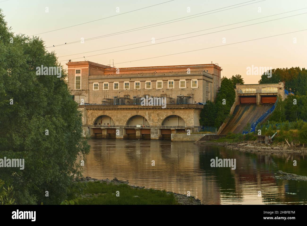 Narva Hydroelectric Station on the Narva River in Russia Stock Photo ...