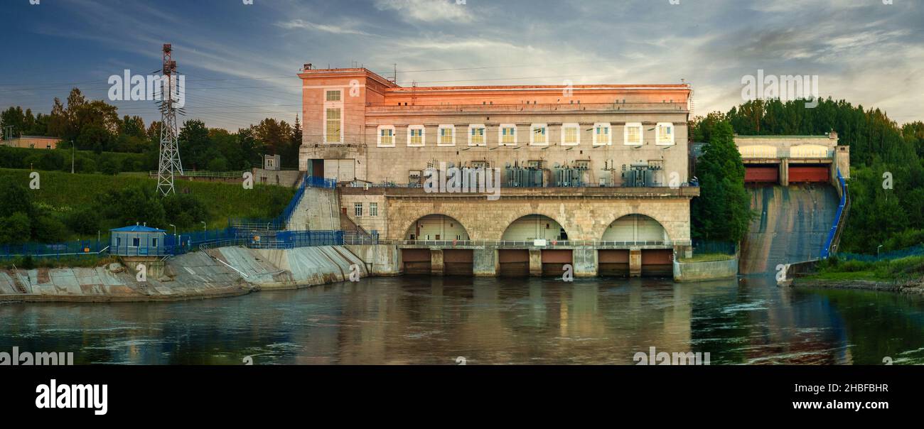 Narva Hydroelectric Station on the Narva River in Russia Stock Photo ...