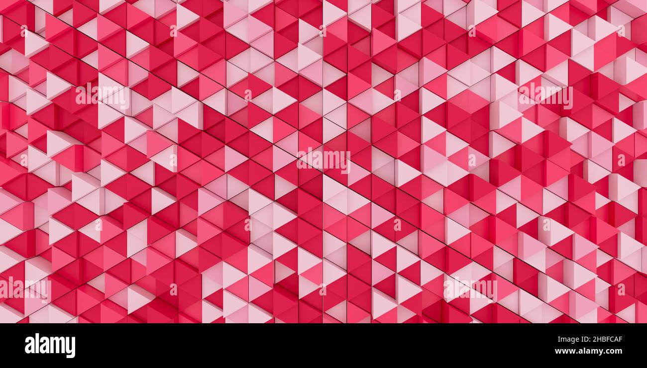 Abstract triangle pink background. matrix connections. 3D Illustration ...