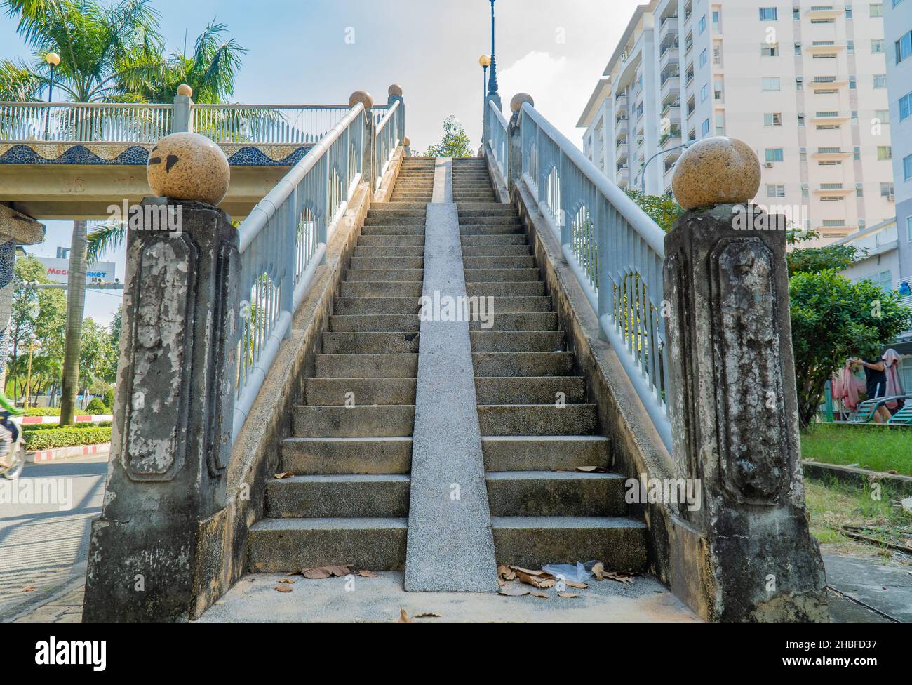 A shot of the stairs of a bridge in the morning in Vietnam Stock Photo ...
