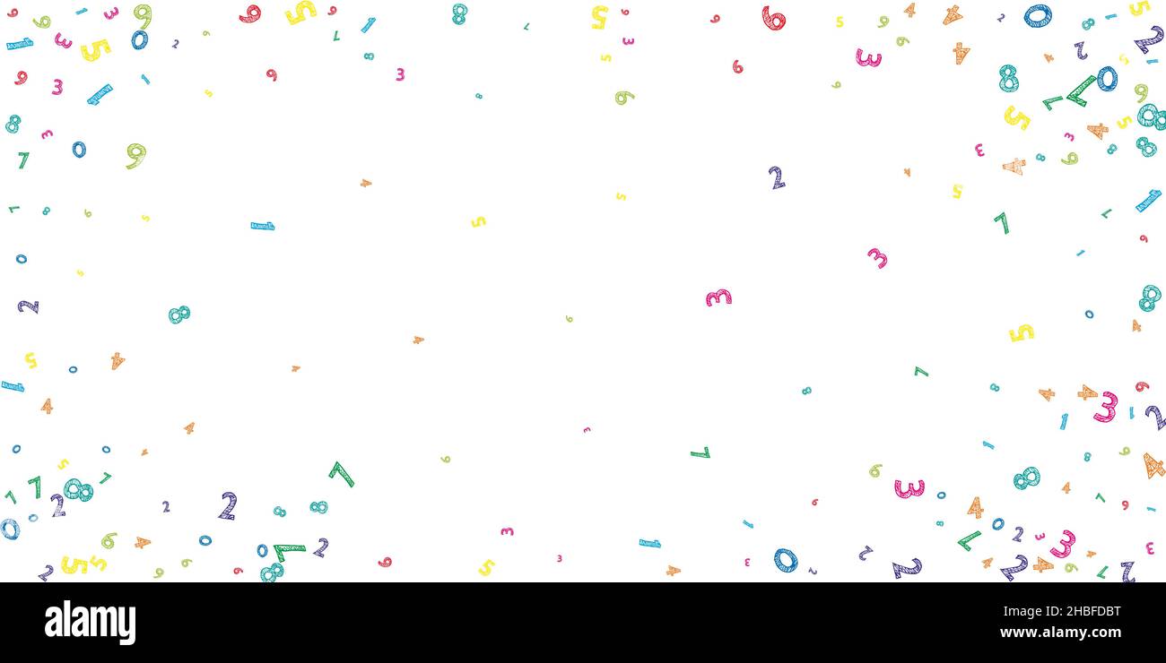 Falling colorful messy numbers. Math study concept with flying digits ...