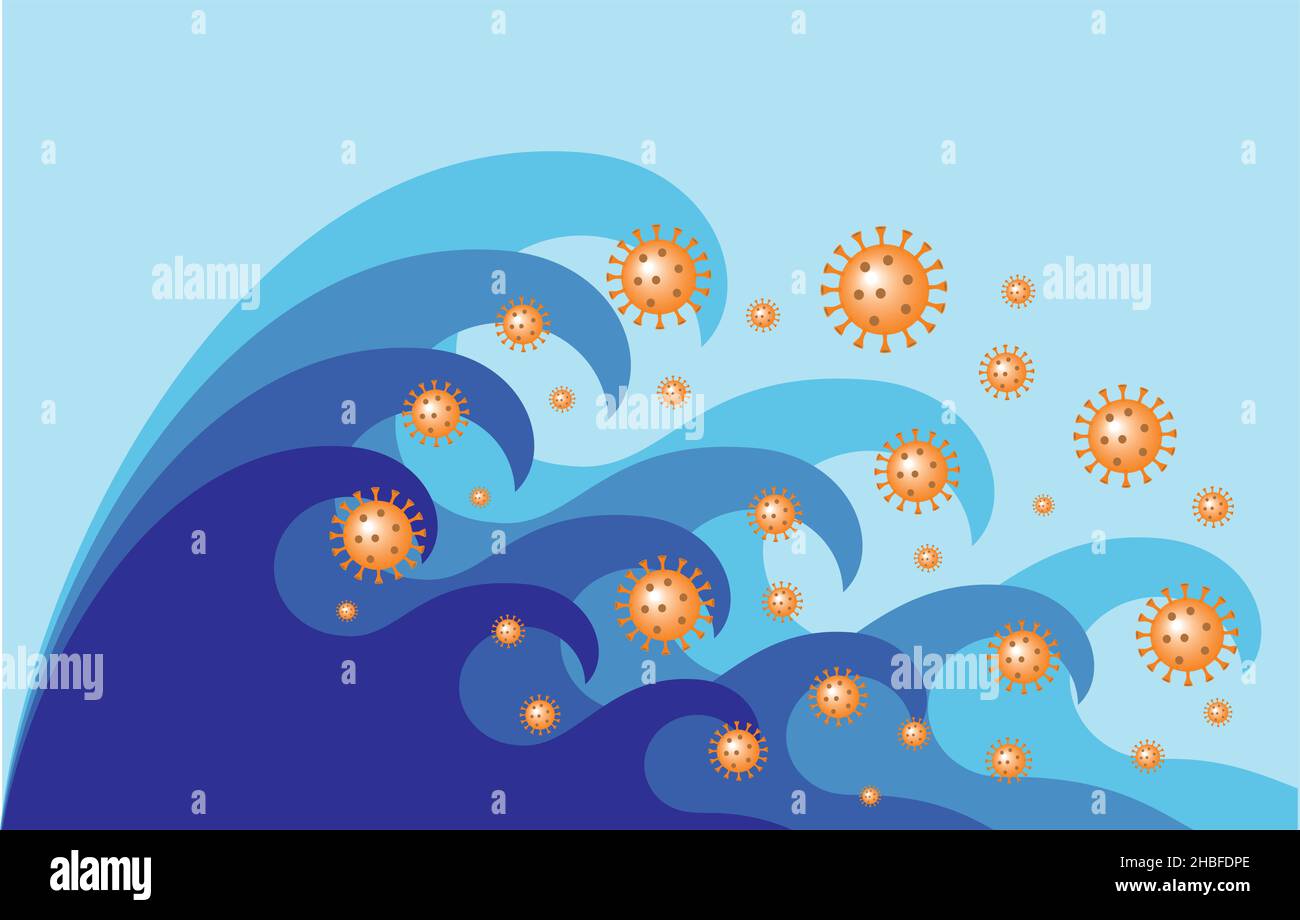 Coronavirus, wave four. Dimension 16:9. Vector illustration. EPS10 ...