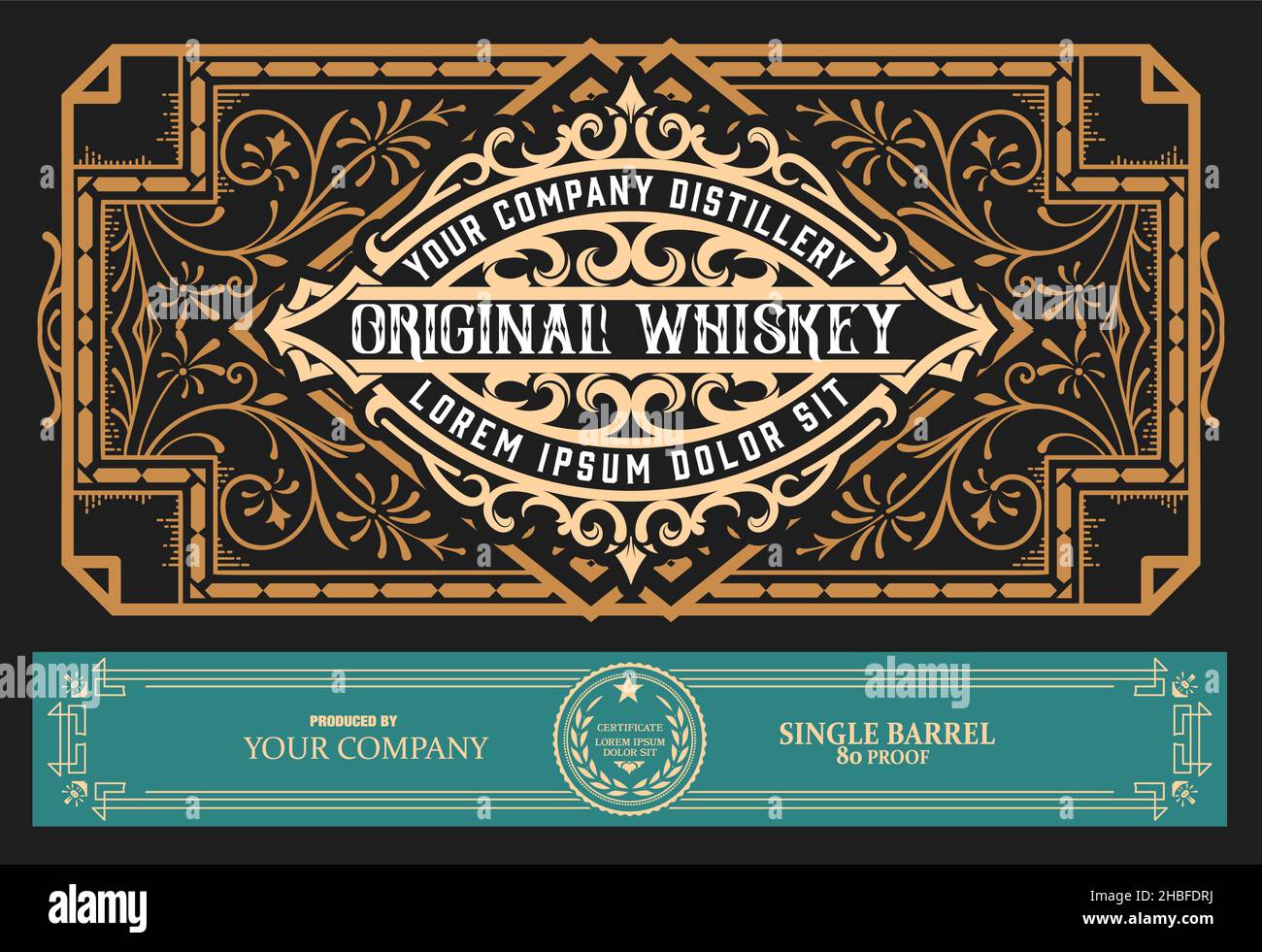 Whiskey label with old frames hi-res stock photography and images - Alamy