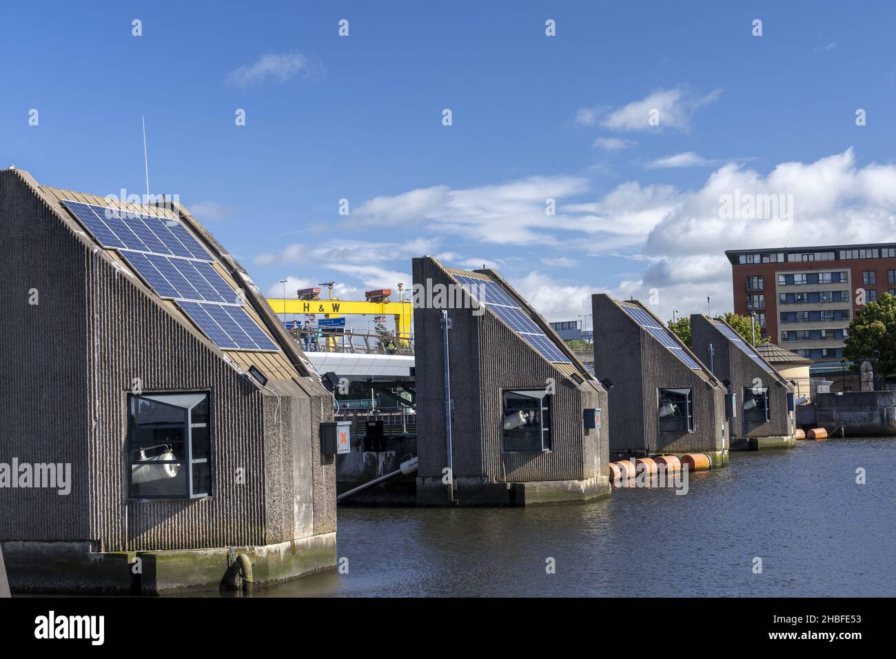BELFAST, UNITED KINGDOM - Oct 04, 2021: The Lagan Weir bridge in ...