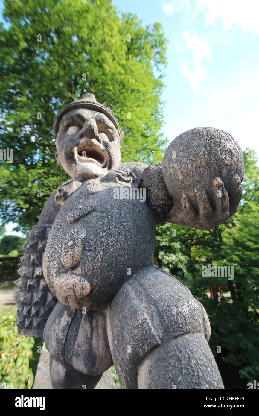 Bizarre little dwarf statues in a park in Salzburg, Austria Stock Photo ...