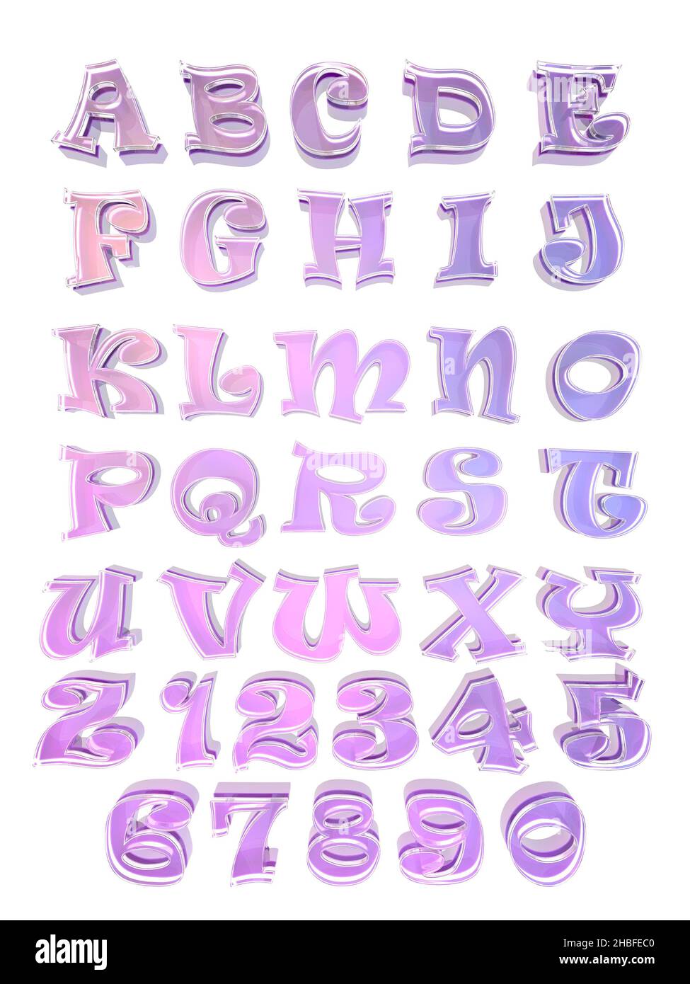A vertical 3d digital illustration of alphabet pink- purple gradient ...