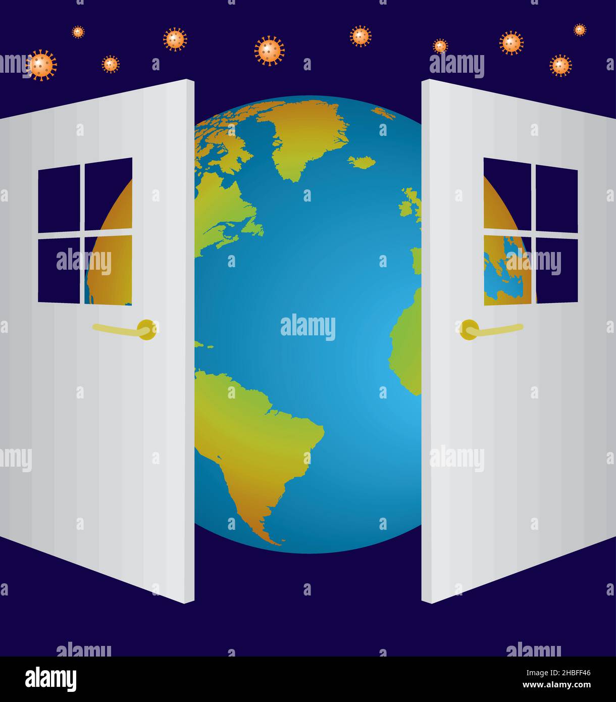 Reopening to the world after lockdown. Vector illustration. EPS10 Stock ...