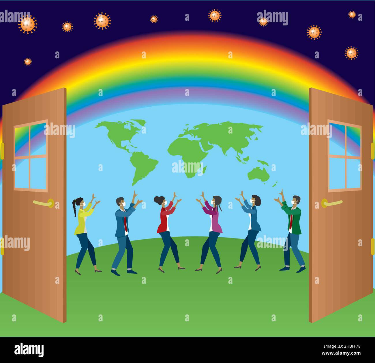 Longing for the world to be normal again. Vector illustration. EPS10 ...