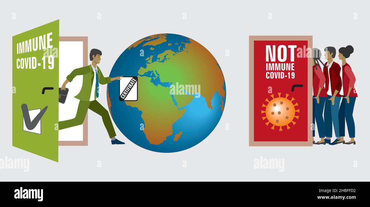 Door open to the world for people with proven immunity. Vector ...
