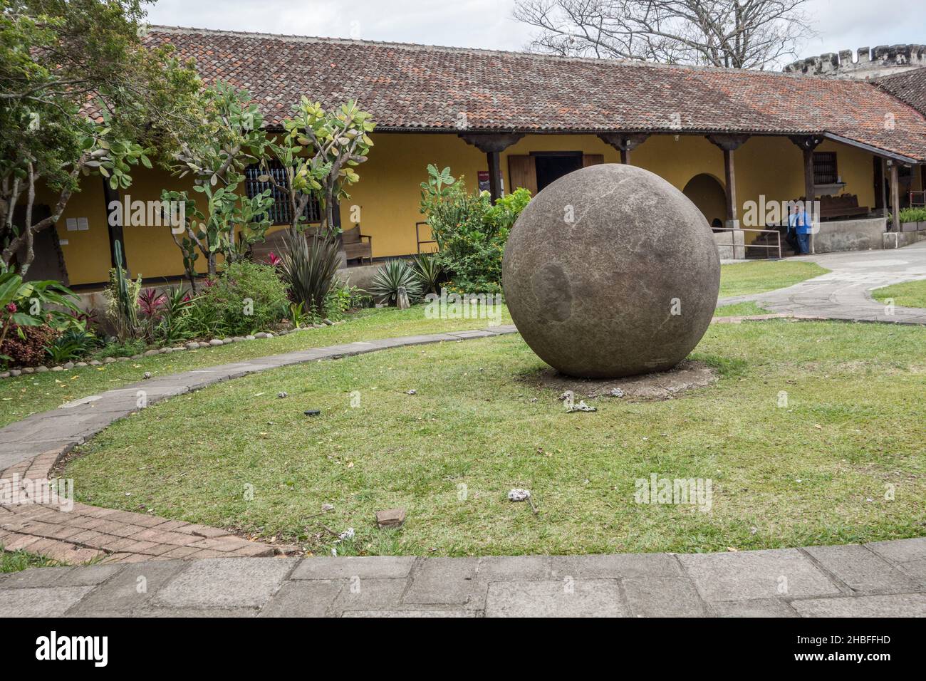 Ancient stone sphere on display at the National Museum of Costa Rica in ...