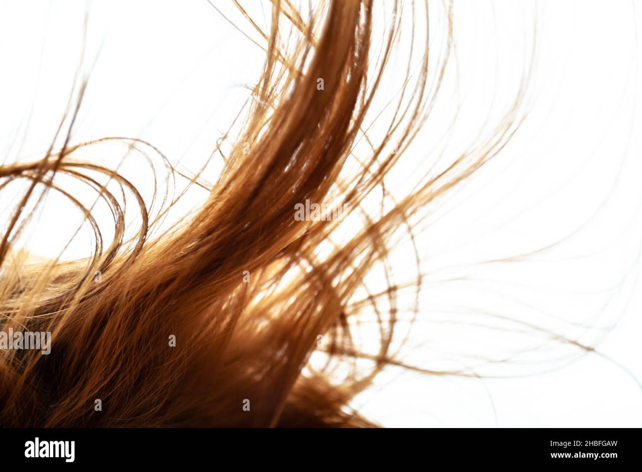 Windy hair. Abstract close up hairs on white background Stock Photo - Alamy