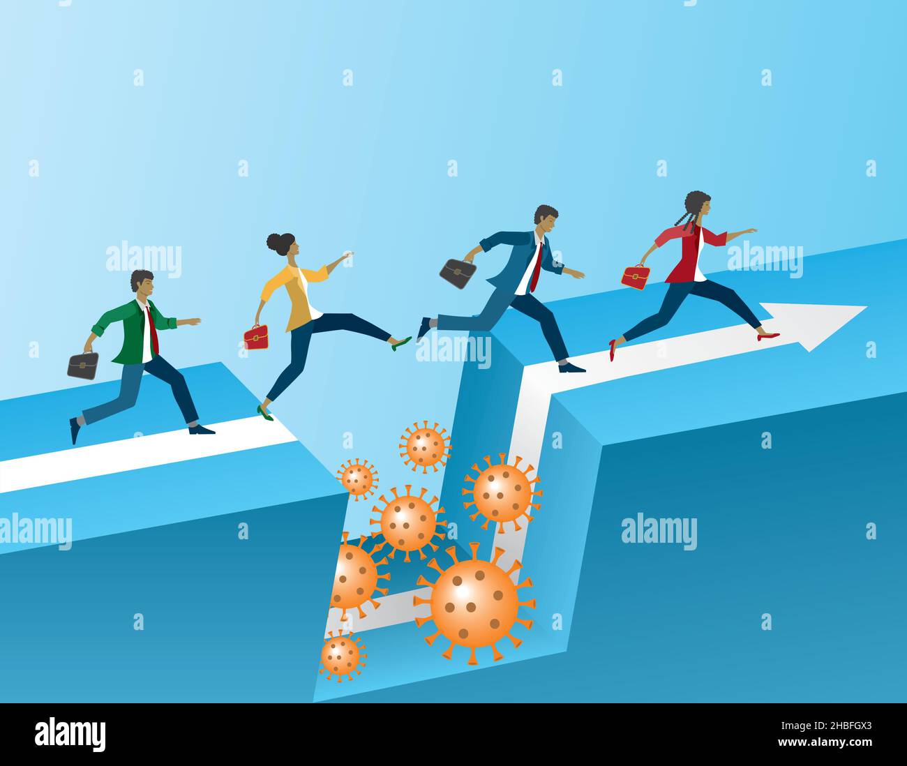 People trying to get through the corona crisis. Vector illustration ...