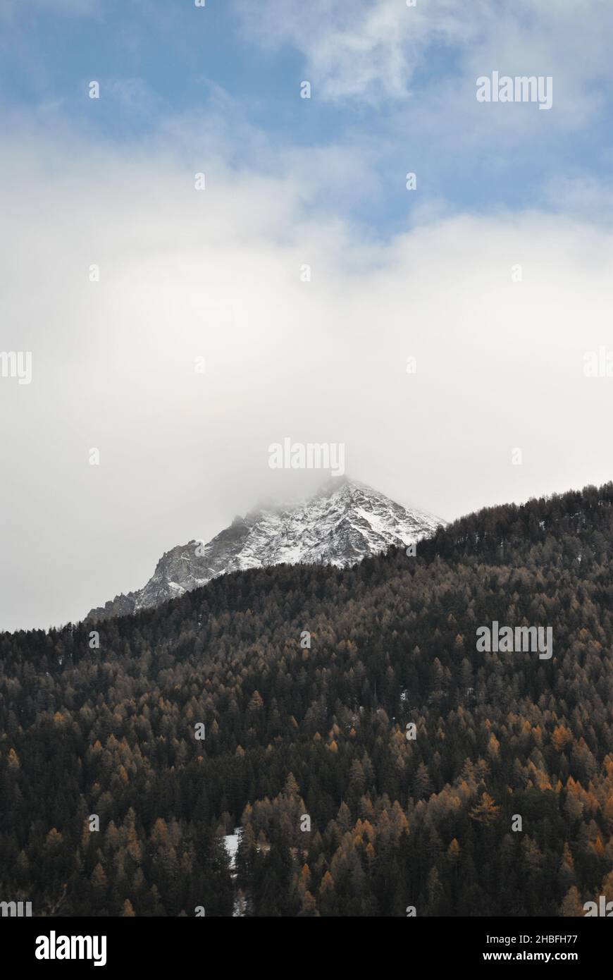 A scene of landscape Italian Alps viewed from Pila, Aosta Valley with ...