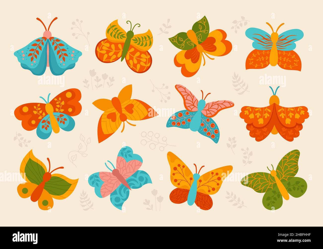 Butterfly exotic ornate set. Elegant butterflies and moths isolated ...