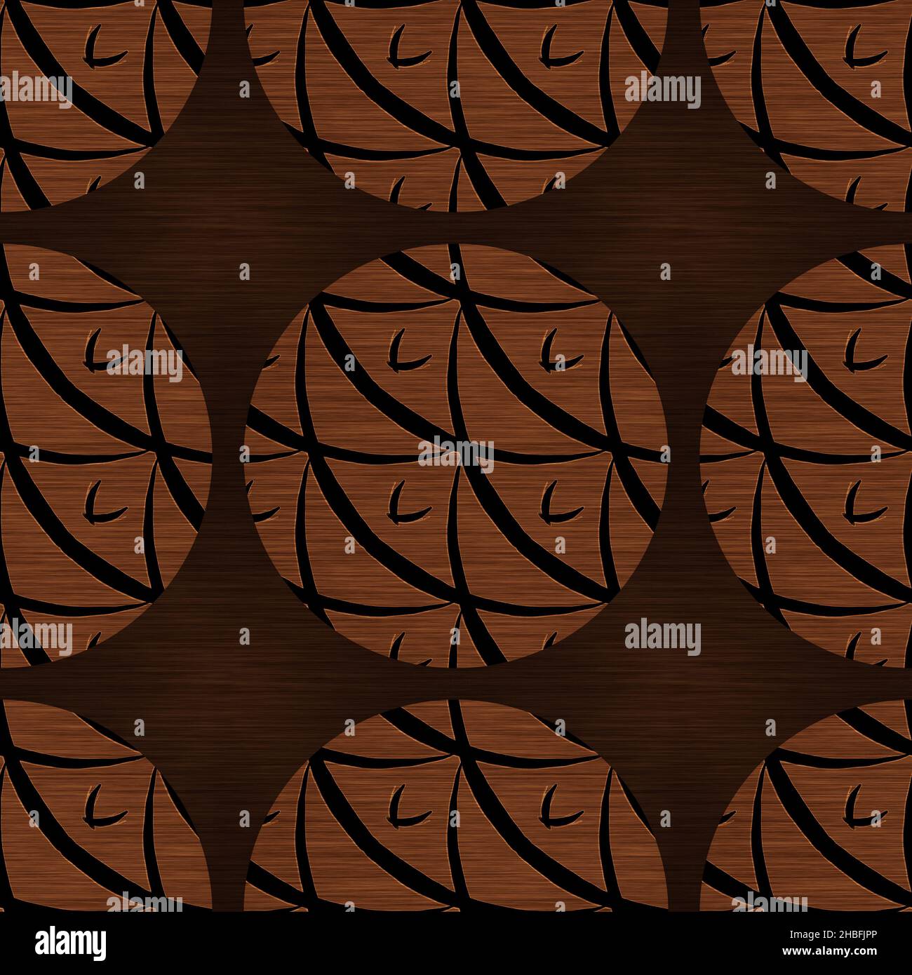 Brown wood effect decorative inlay texture. Seamless engraved oriental ...