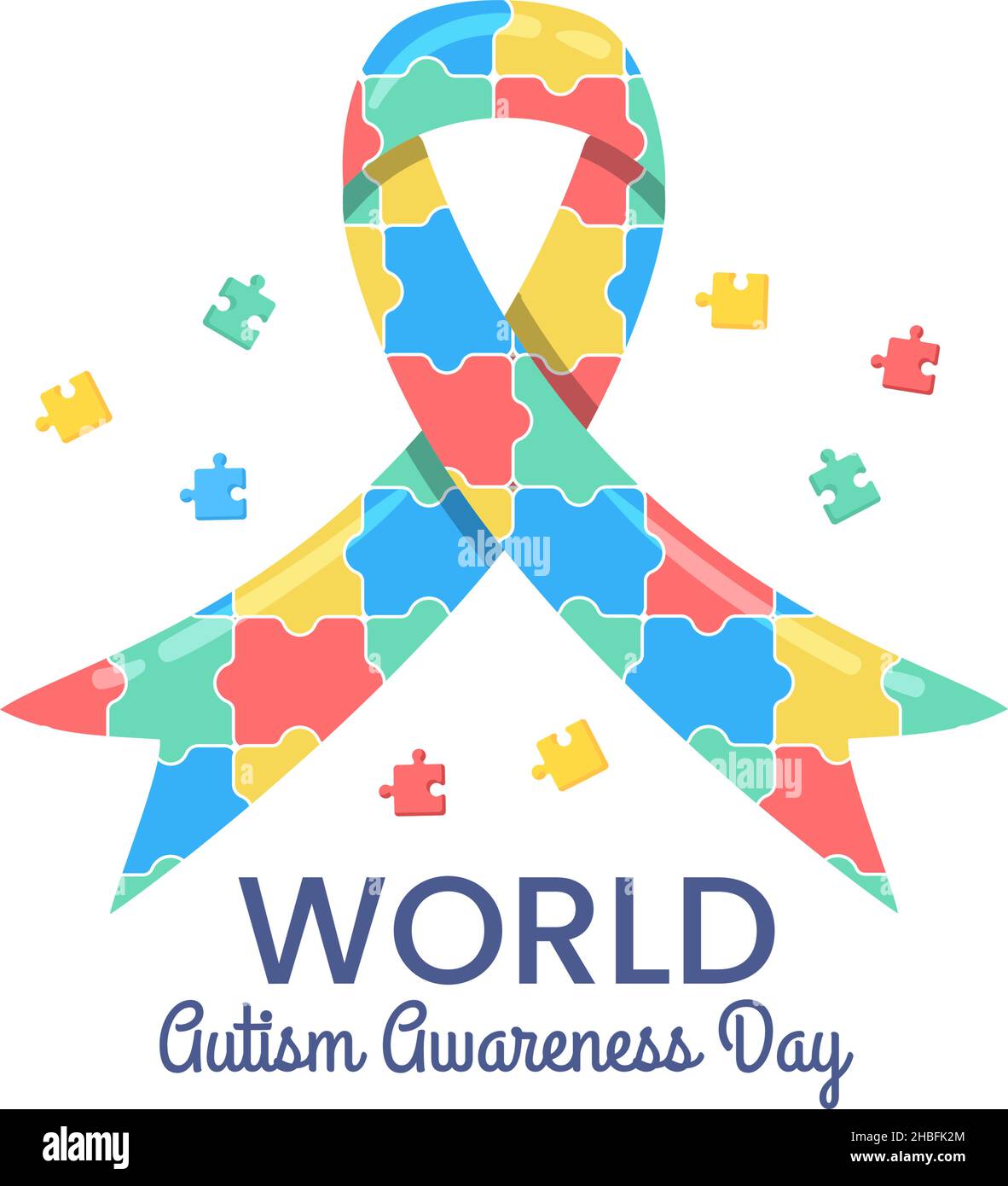 World Autism Awareness Day with Hand of Puzzle Pieces Suitable for ...