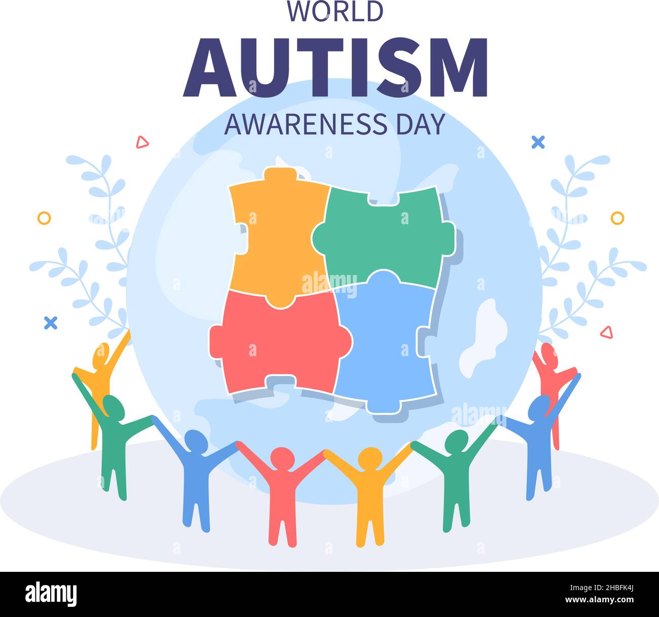 World Autism Awareness Day with Hand of Puzzle Pieces Suitable for ...