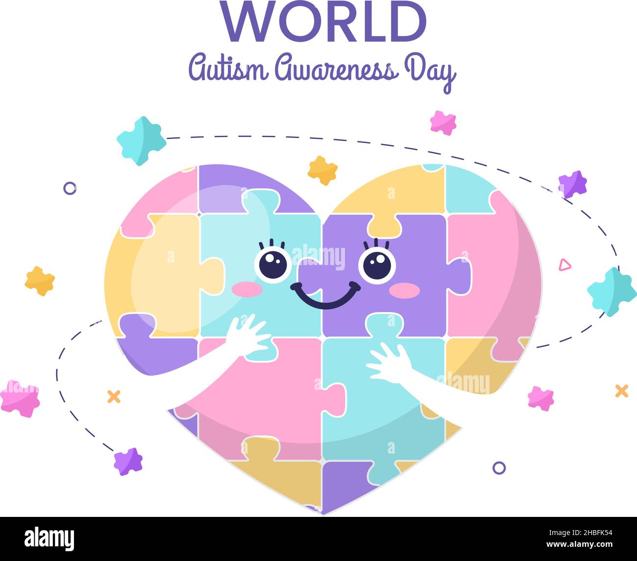 World Autism Awareness Day with Hand of Puzzle Pieces Suitable for ...