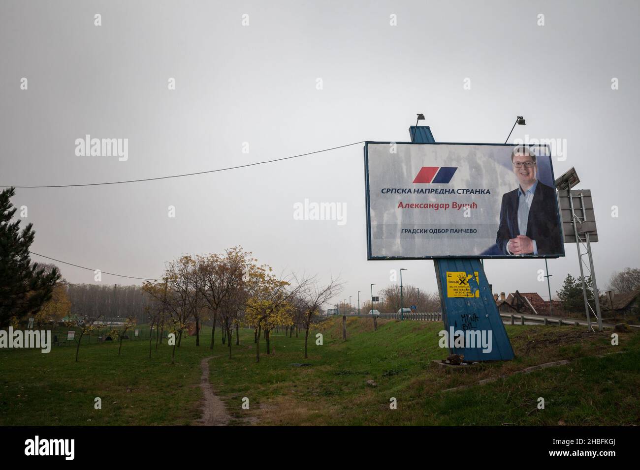 Picture of a poster supporting the political party SNS and of ...