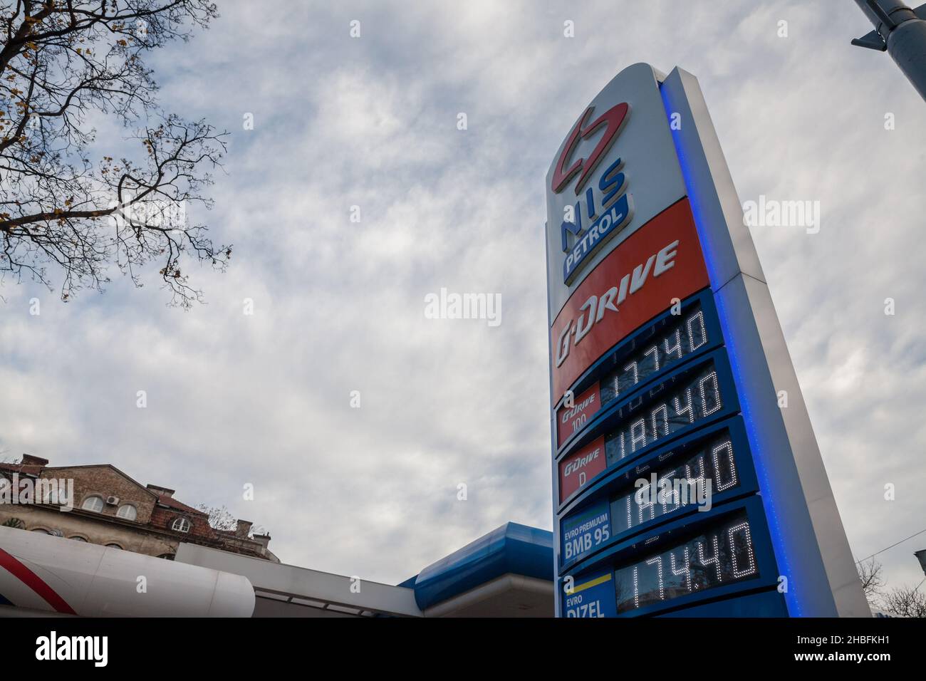Picture of the NIS sign with their logo on their gas station for Serbia ...