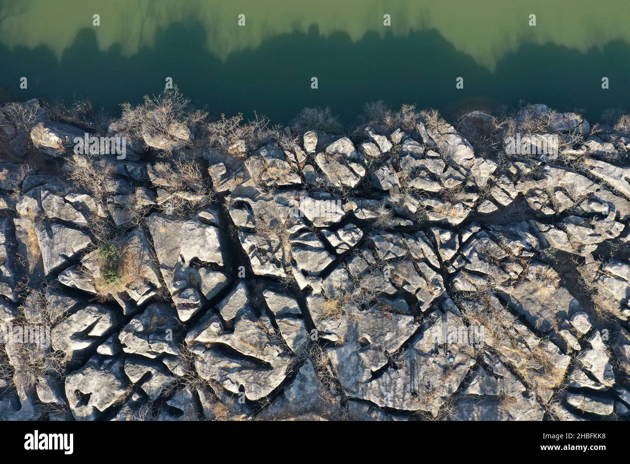 LINYI, CHINA - DECEMBER 19, 2021 - An underground stone forest ...