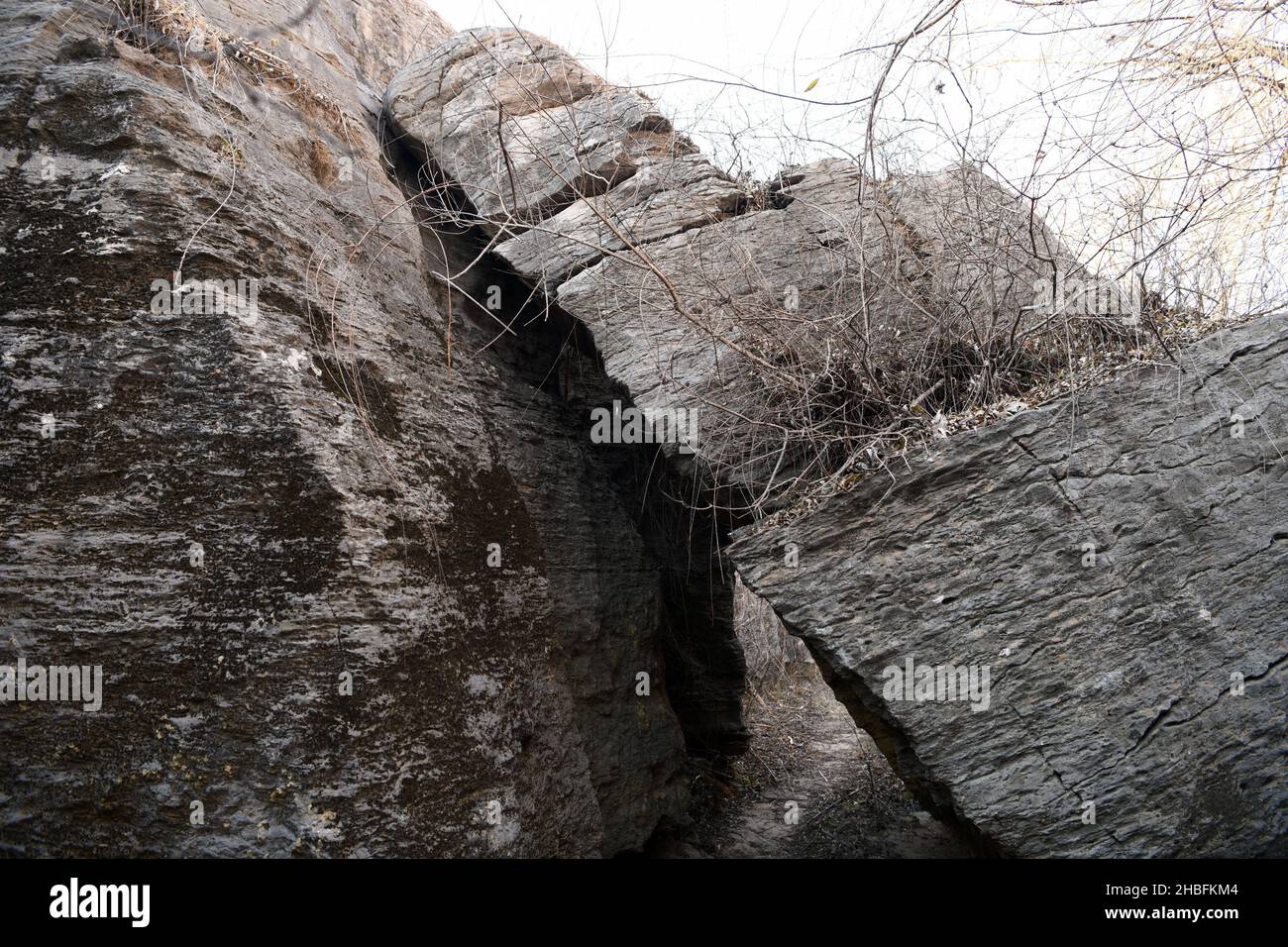 LINYI, CHINA - DECEMBER 19, 2021 - An underground stone forest ...
