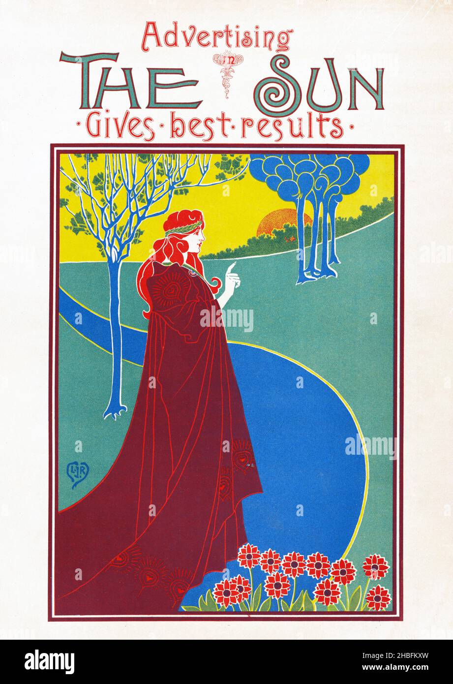 vintage poster advertising advertising in the Sun newspaper „gives the ...