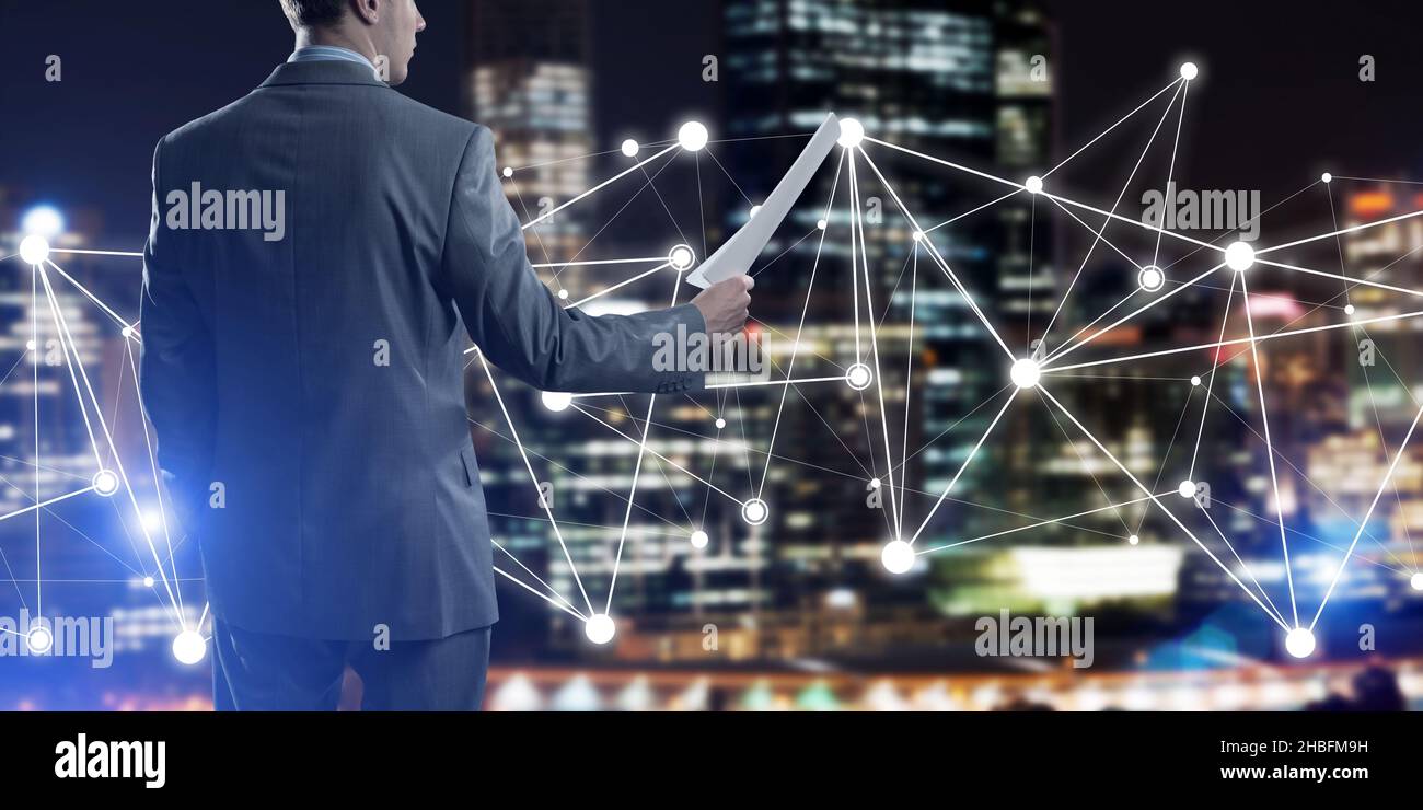 Concept of modern business networking that connect and cooperate people ...