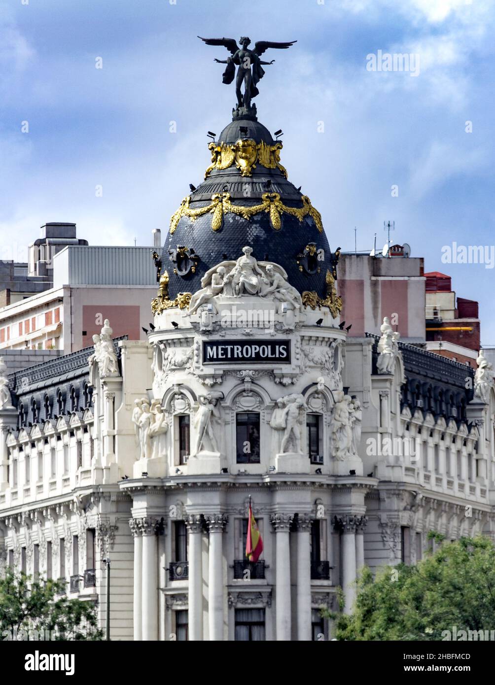 Madrid, Spain - Sept. 28, 2013: Vertical view of The Metropolis ...