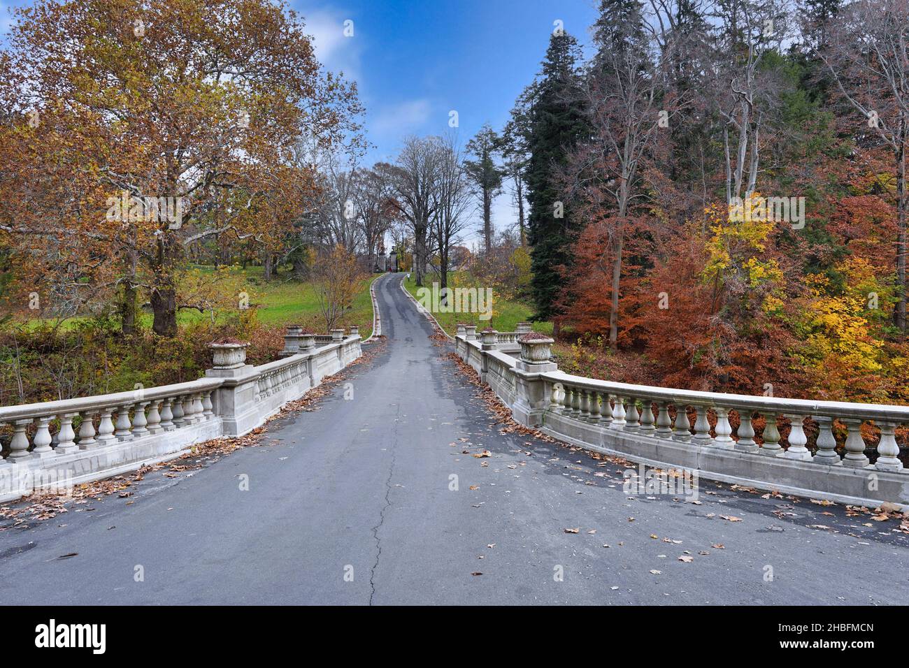 Park road with with fall colors Stock Photo - Alamy